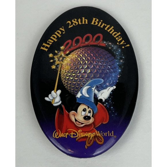 Disney | Accessories | Walt Disney World Happy 28th Birthday Oval Pin ...